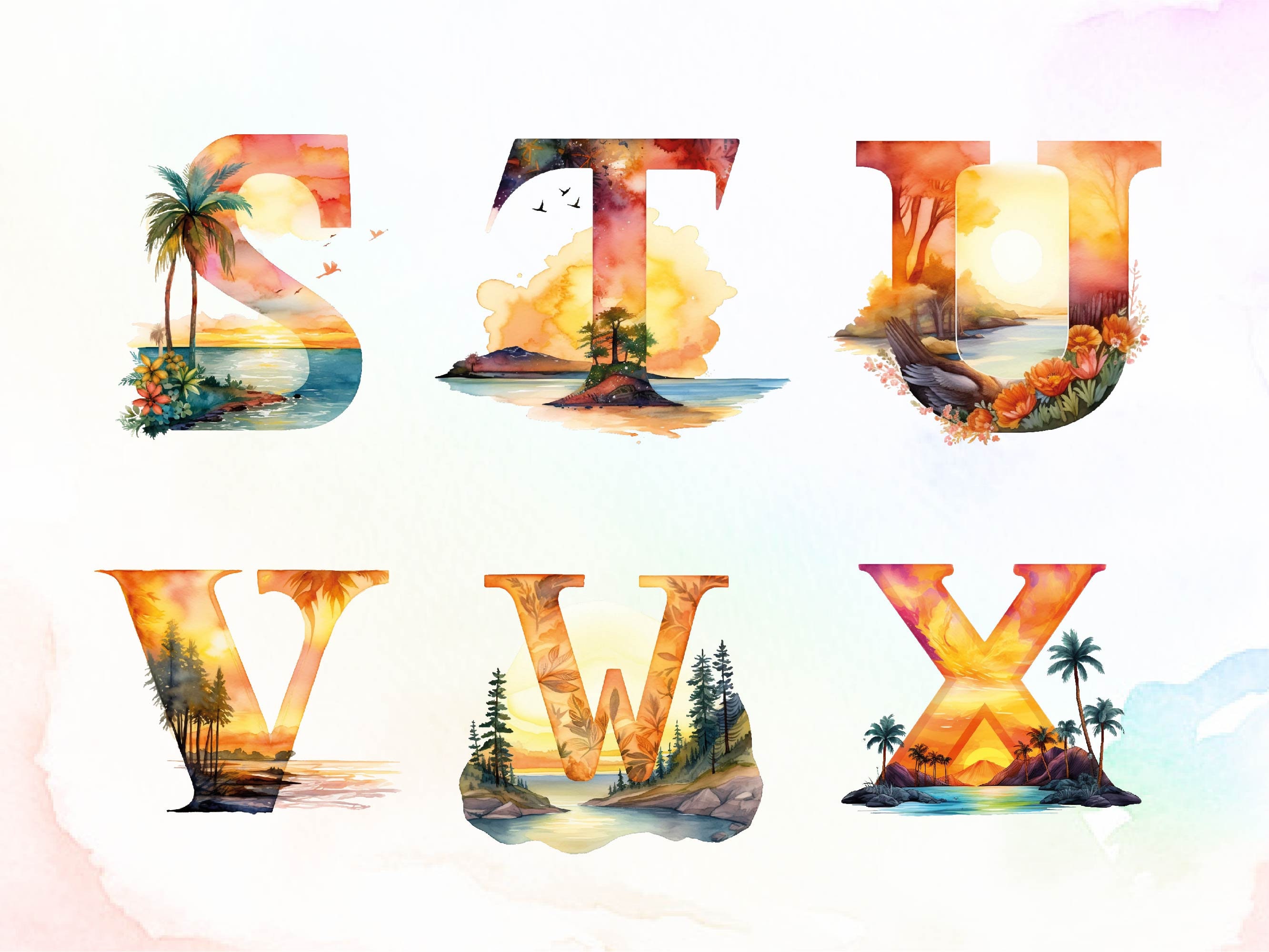 Sunset Png Sunset Clipart Summer Png Alphabet Png Doodle - Etsy