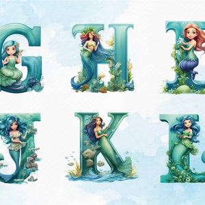 Mermaid Png Mermaid Clipart Alphabet Png Decorative Letters Iron on ...
