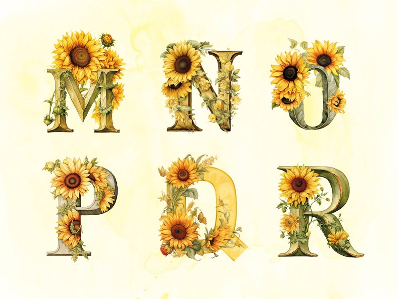 Sunflower Clipart Letter Sunflower Png Sunflower Font Alphabet Png ...