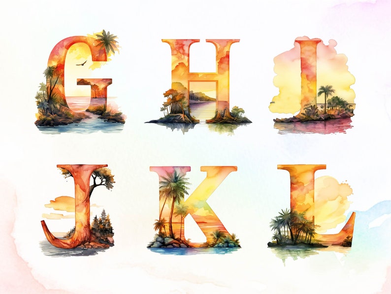 Sunset Png Sunset Clipart Summer Png Alphabet Clipart Watercolor ...