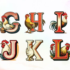 Chicken Png Watercolor Chicken Clipart Alphabet Png Retro Alphabet Png ...