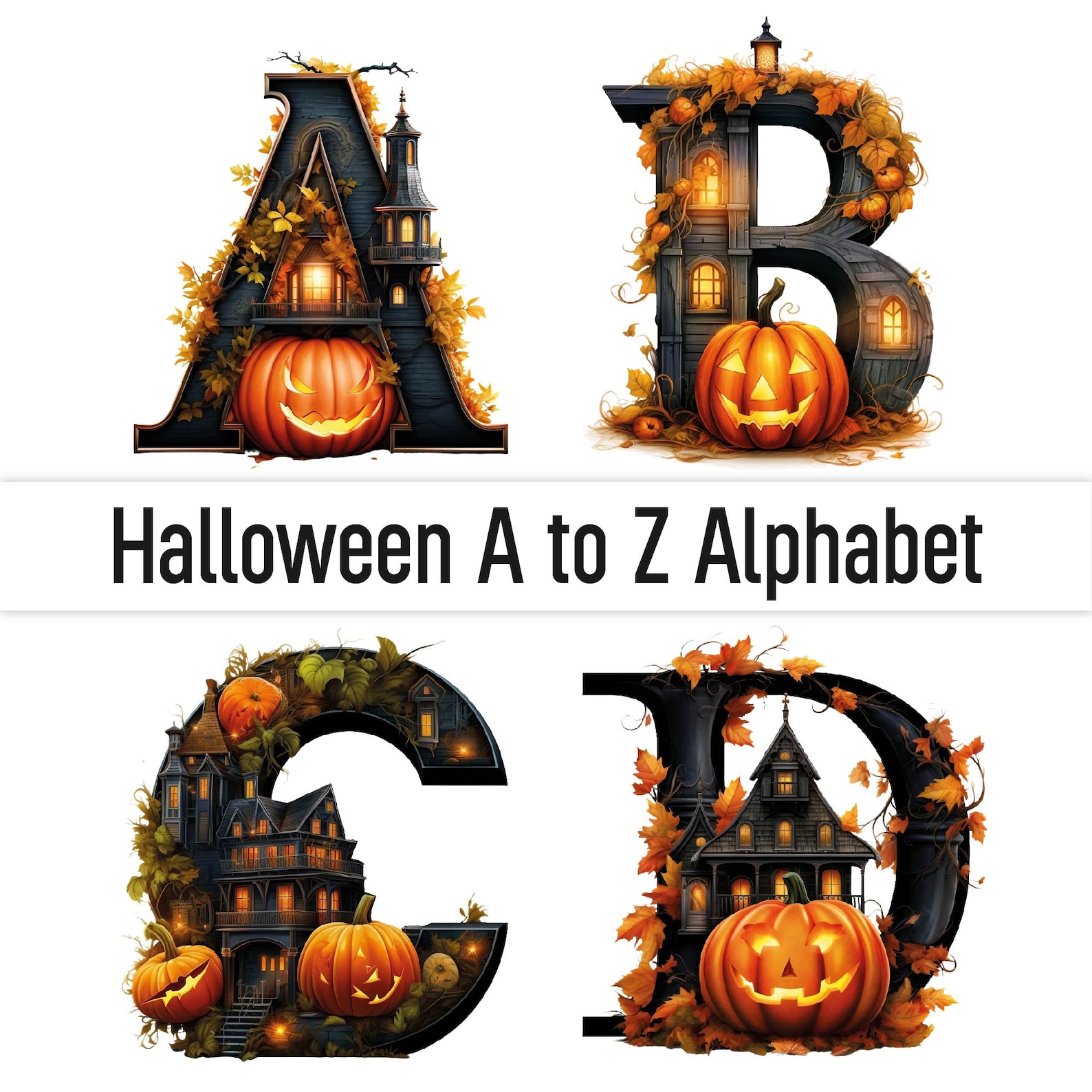Halloween Letters Halloween Clipart Halloween Font Spooky Season Png ...