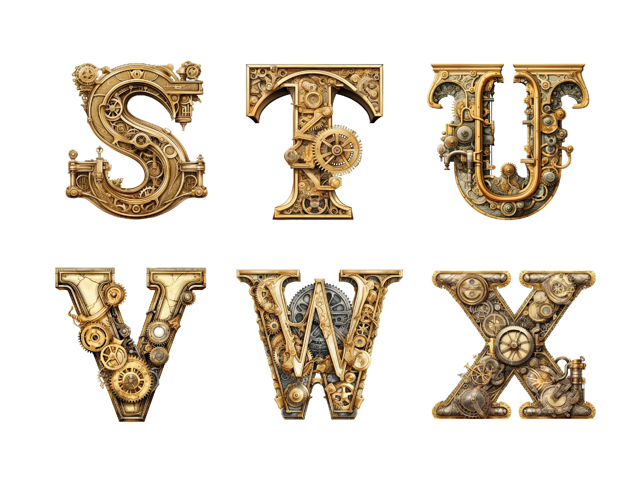 Steampunk Clipart Png Alphabet Png Decorative Letters Doodle Letters ...