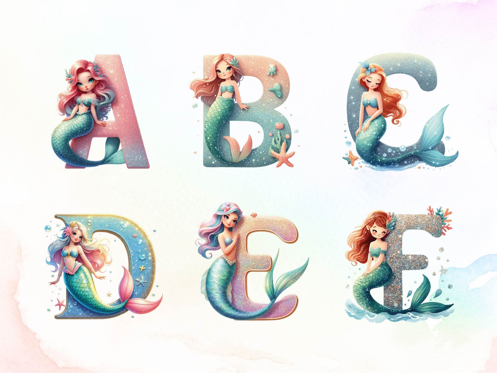 Glitter Mermaid Png Mermaid Clipart Alphabet Png Font Doodle Letters ...