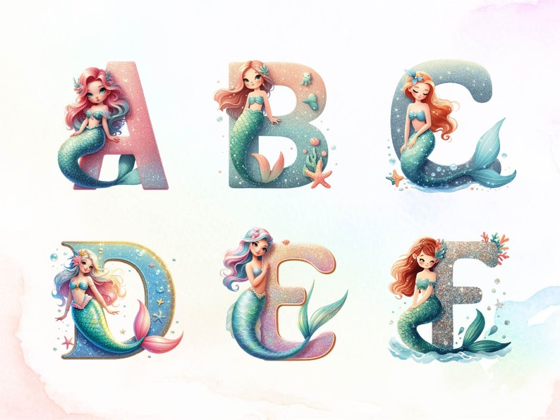 Glitter Mermaid Png Mermaid Clipart Alphabet Png Font Doodle Letters ...