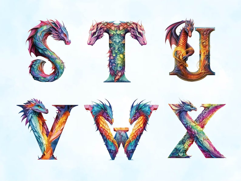 Dragon Clipart Png Dragon Letters Dragon Font Alphabet Clipart ...