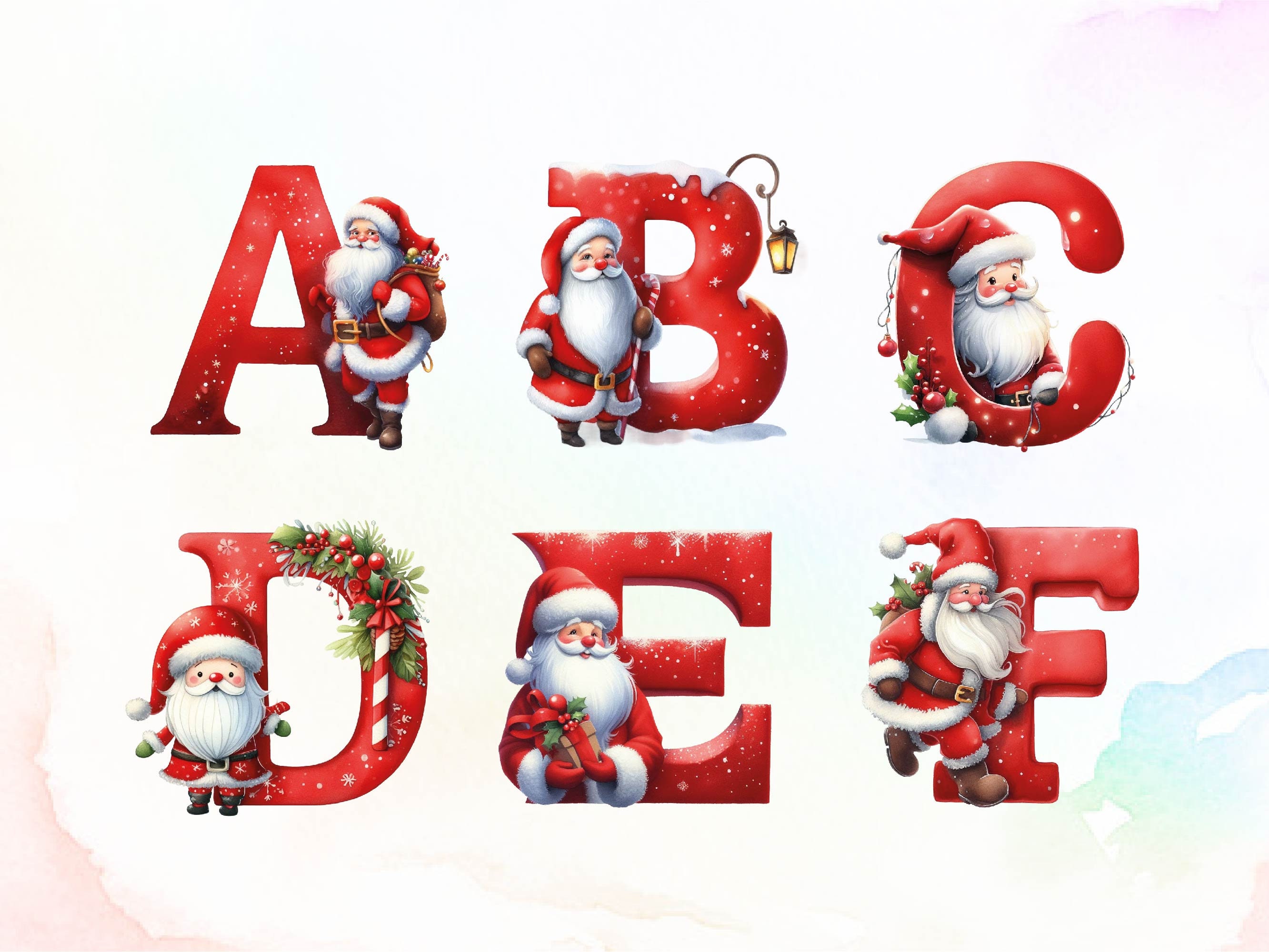 Santa Claus Png Santa Letters Christmas Font Christmas Name Watercolor ...