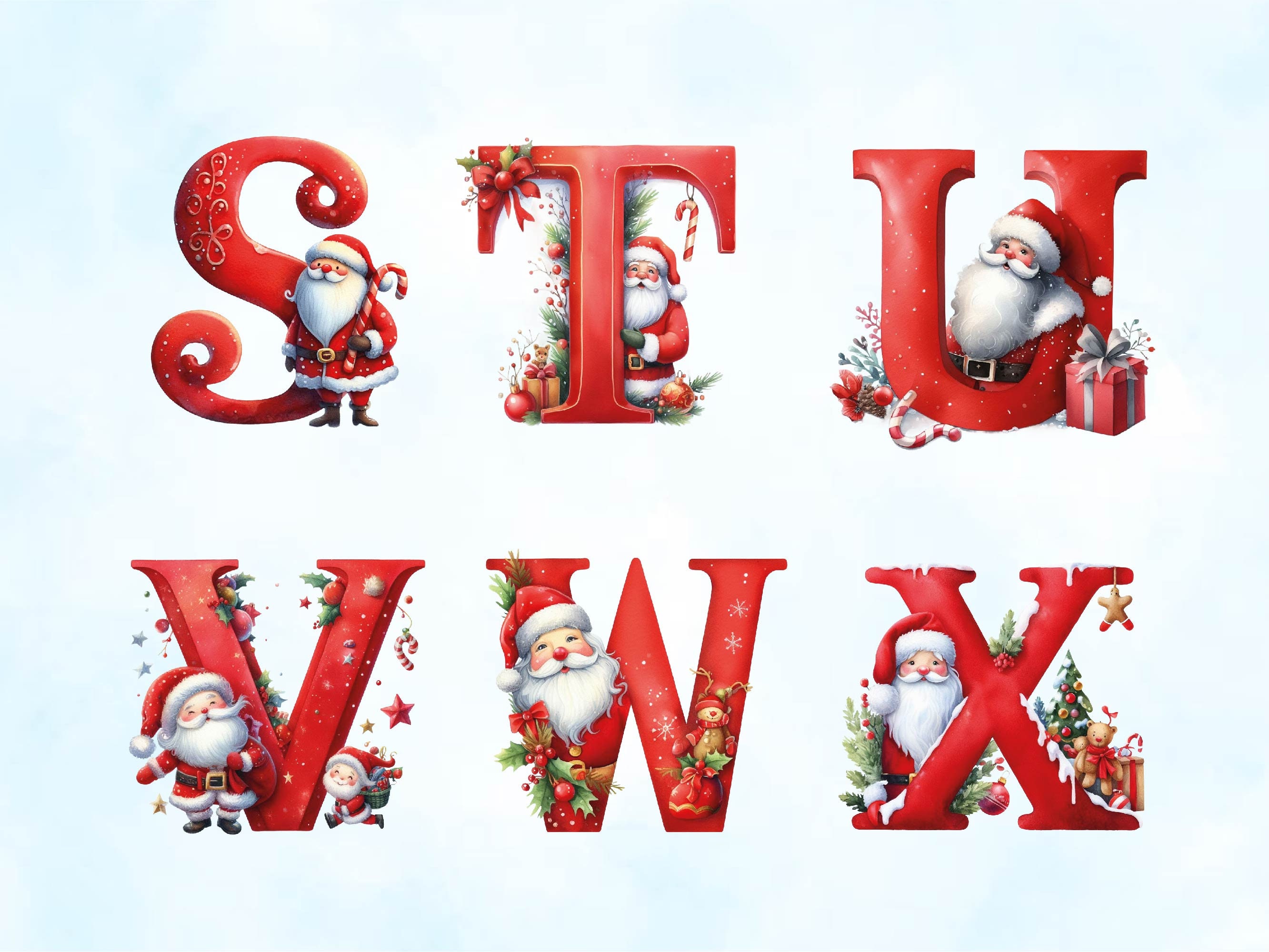 Santa Claus Png Santa Letters Christmas Font Christmas Name Watercolor ...