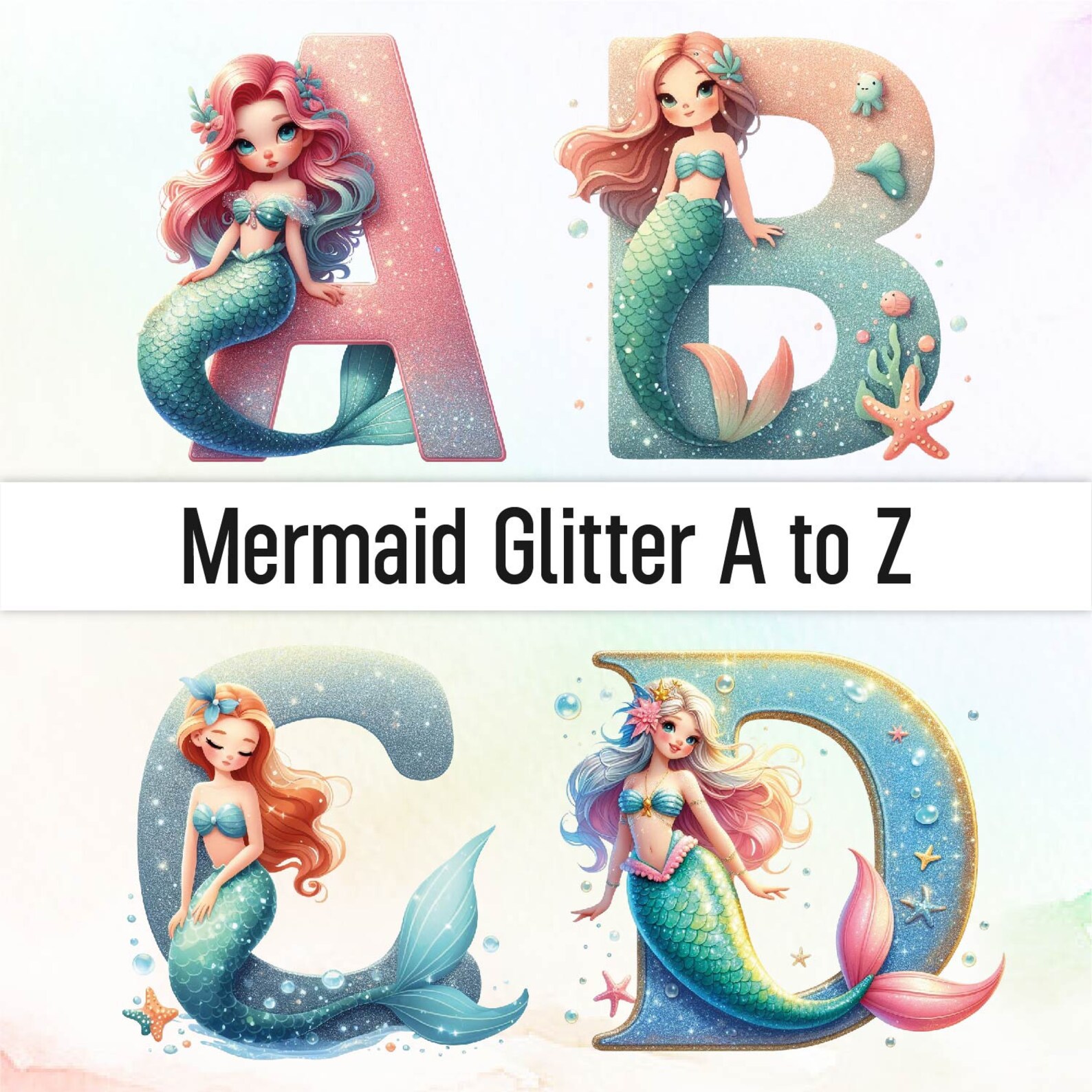 Glitter Mermaid Png Mermaid Clipart Alphabet Png Font Doodle Letters ...