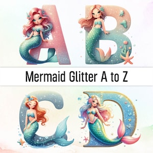 Glitter Mermaid Png Mermaid Clipart Alphabet Png Font Doodle Letters ...