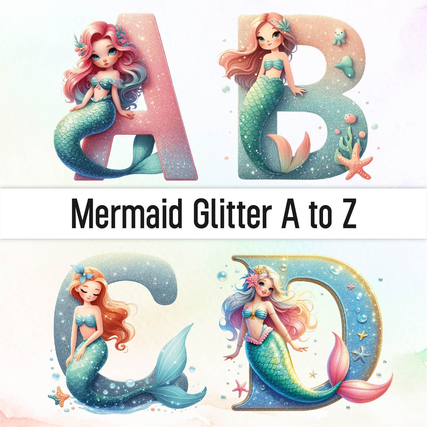 Glitter Mermaid Png Mermaid Clipart Alphabet Png Font Doodle Letters ...