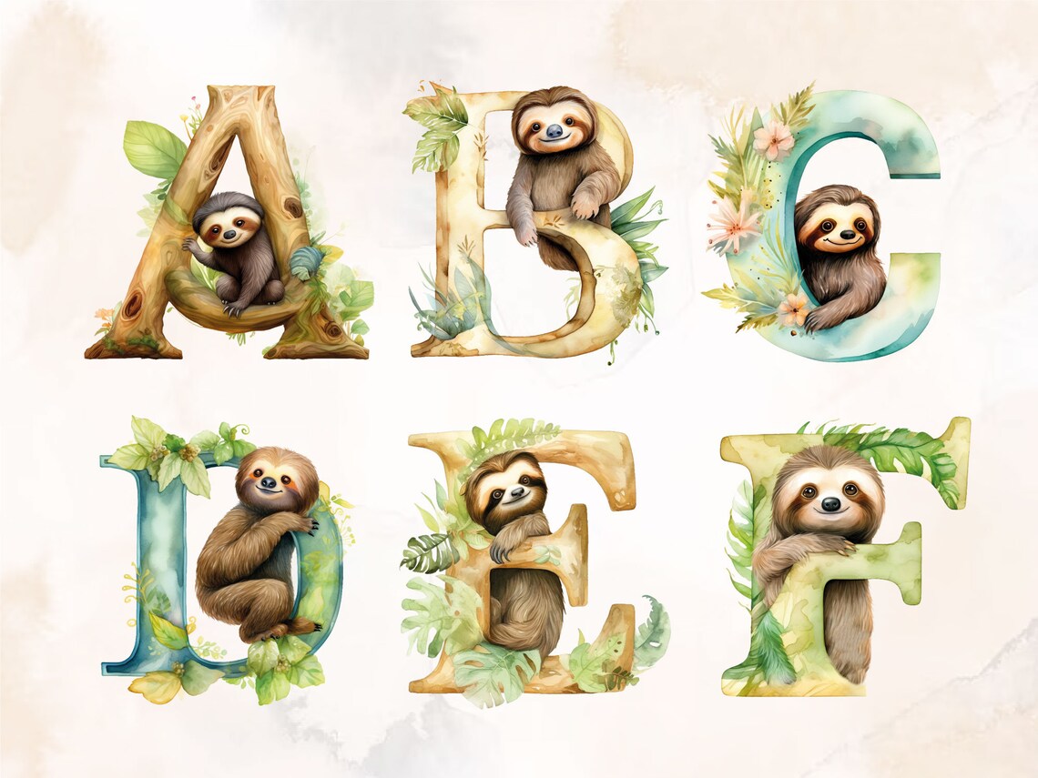 Sloth Png Sloth Clipart Sloth Alphabet Png Doodle Letters Animal ...