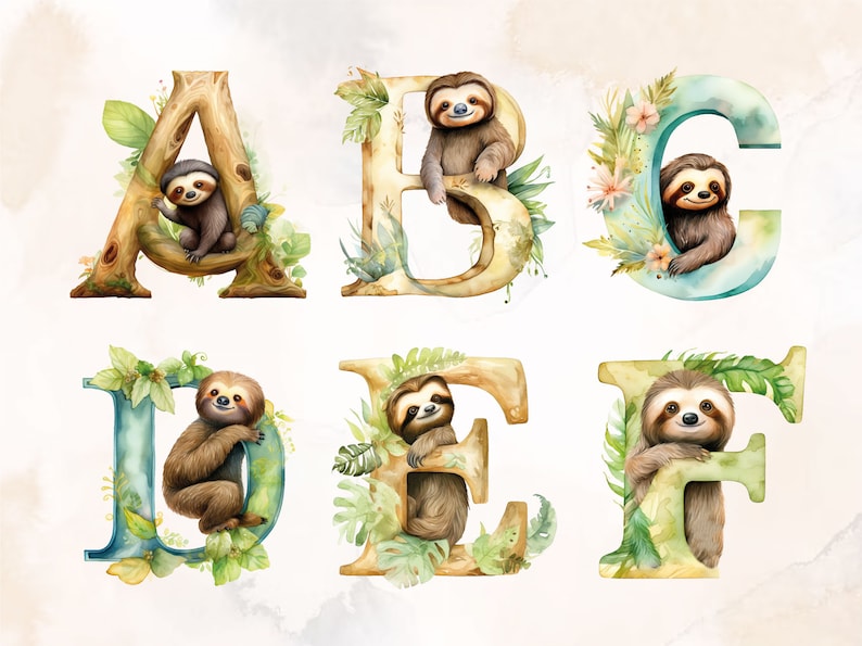 Sloth Png Sloth Clipart Sloth Alphabet Png Doodle Letters Animal ...
