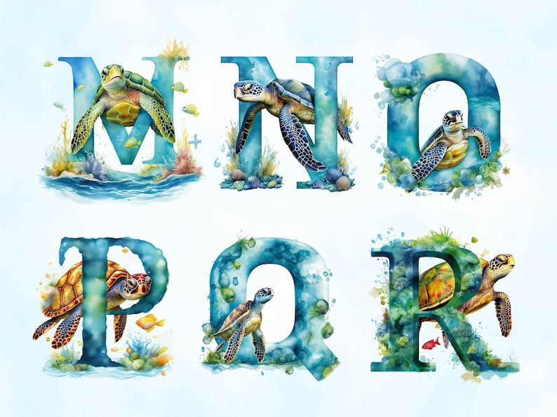 Tortuga marina PNG Clipart Alfabeto PNG Letras garabatas Alfabeto ...