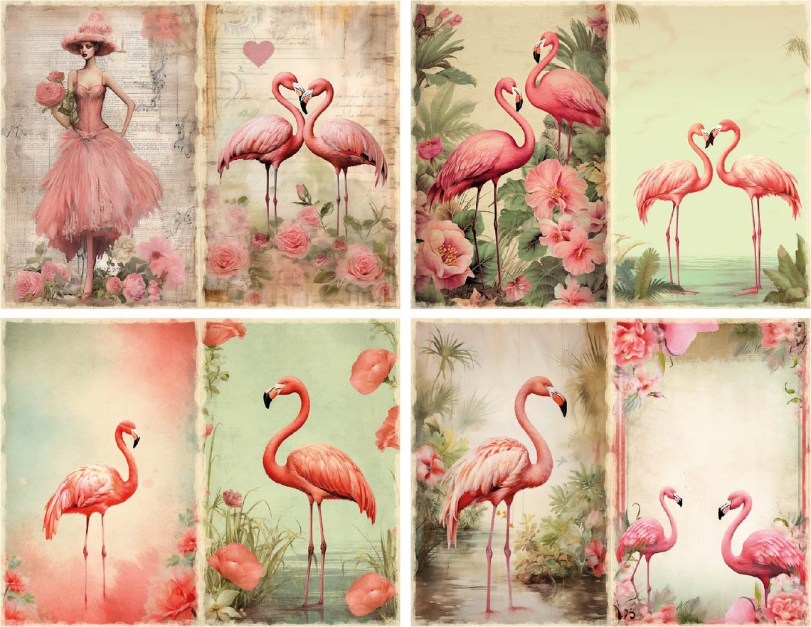 Flamingo Junk Journal Printable Summer Junk Journal Page Digital Prints ...