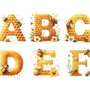 Honey Bee Clipart Png Letters Bee Sticker Bumble Bee Font Doodle ...