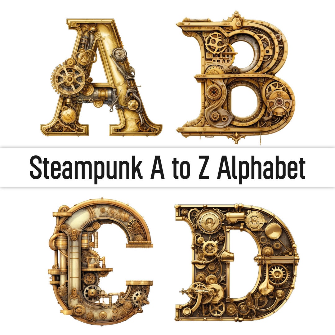 Steampunk Clipart Png Alphabet Png Decorative Letters Doodle Letters ...