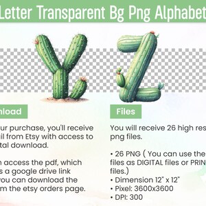 Cactus Png Watercolor Cactus Font Cactus Letters Clipart Alphabet Png ...