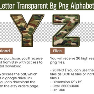 Camouflage PNG Camo Clipart Military PNG Patriotic American Alphabet ...