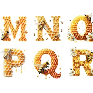Honey Bee Clipart Png Letters Bee Sticker Bumble Bee Font Doodle ...