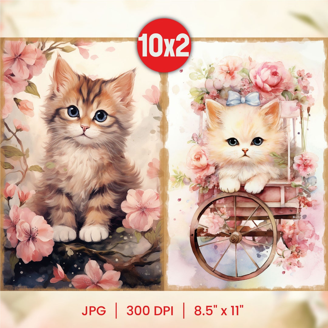 Cat Junk Journal Printable Cat Journal Kitten Junk Journal Page Cute ...