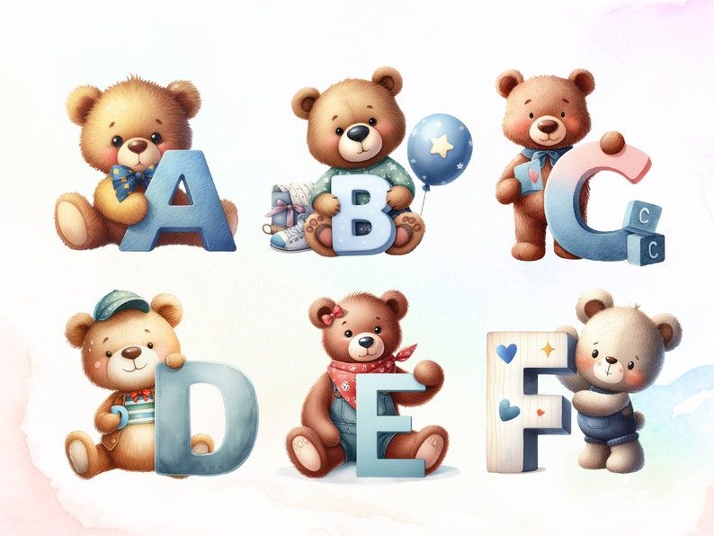 Toy Bear Clipart Alphabet Png Bear Baby Shower Decorations Doodle ...