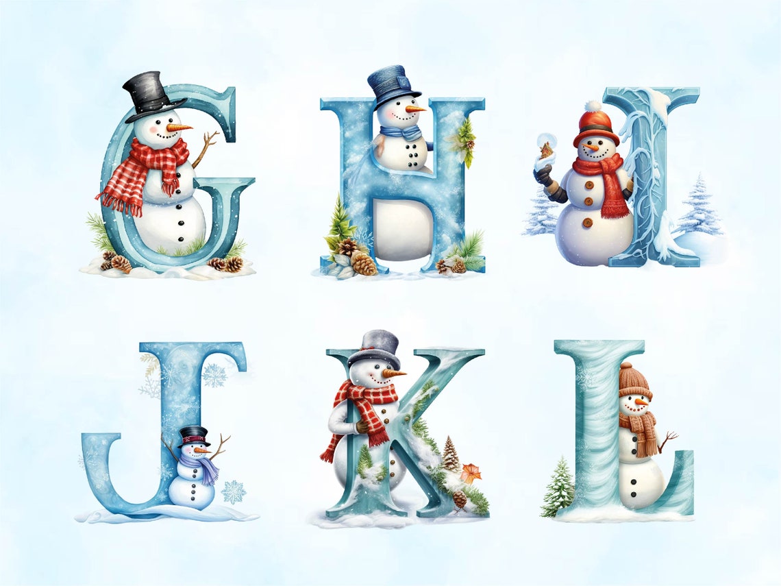 Snowman Clipart Snowman Png Alphabet Clipart Snowman Printable Winter ...