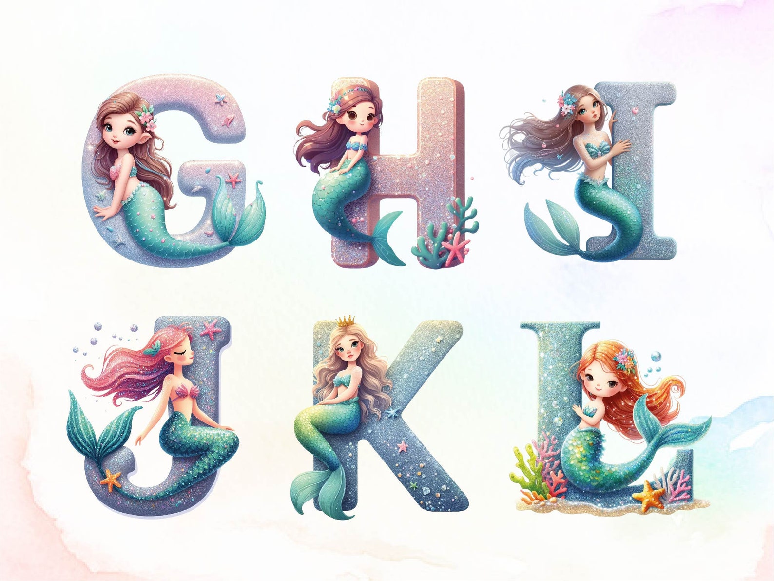 Glitter Mermaid Png Mermaid Clipart Alphabet Png Font Doodle Letters ...