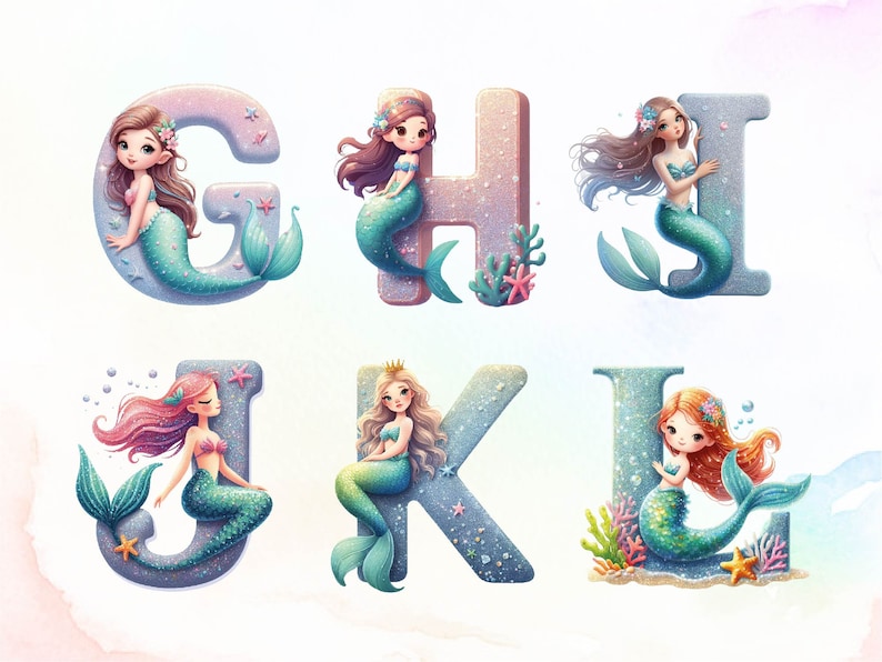 Glitter Mermaid Png Mermaid Clipart Alphabet Png Font Doodle Letters ...