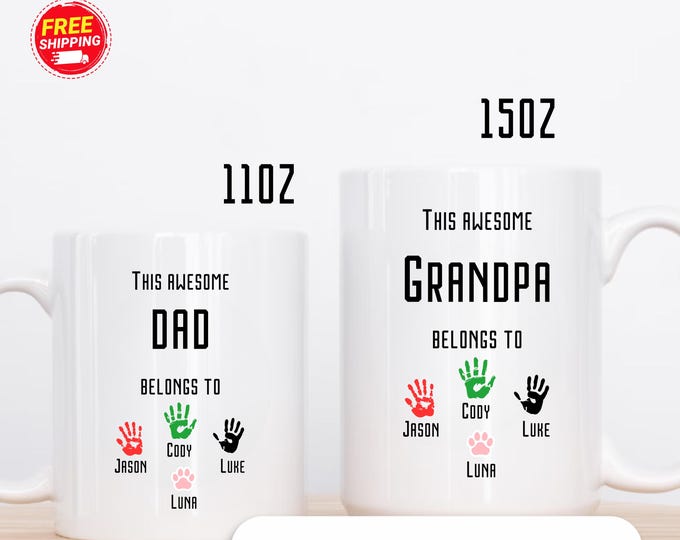 Custom Dad Mug With Kids Names, Coffee Cups for Dad, Father's Day Gifts ...