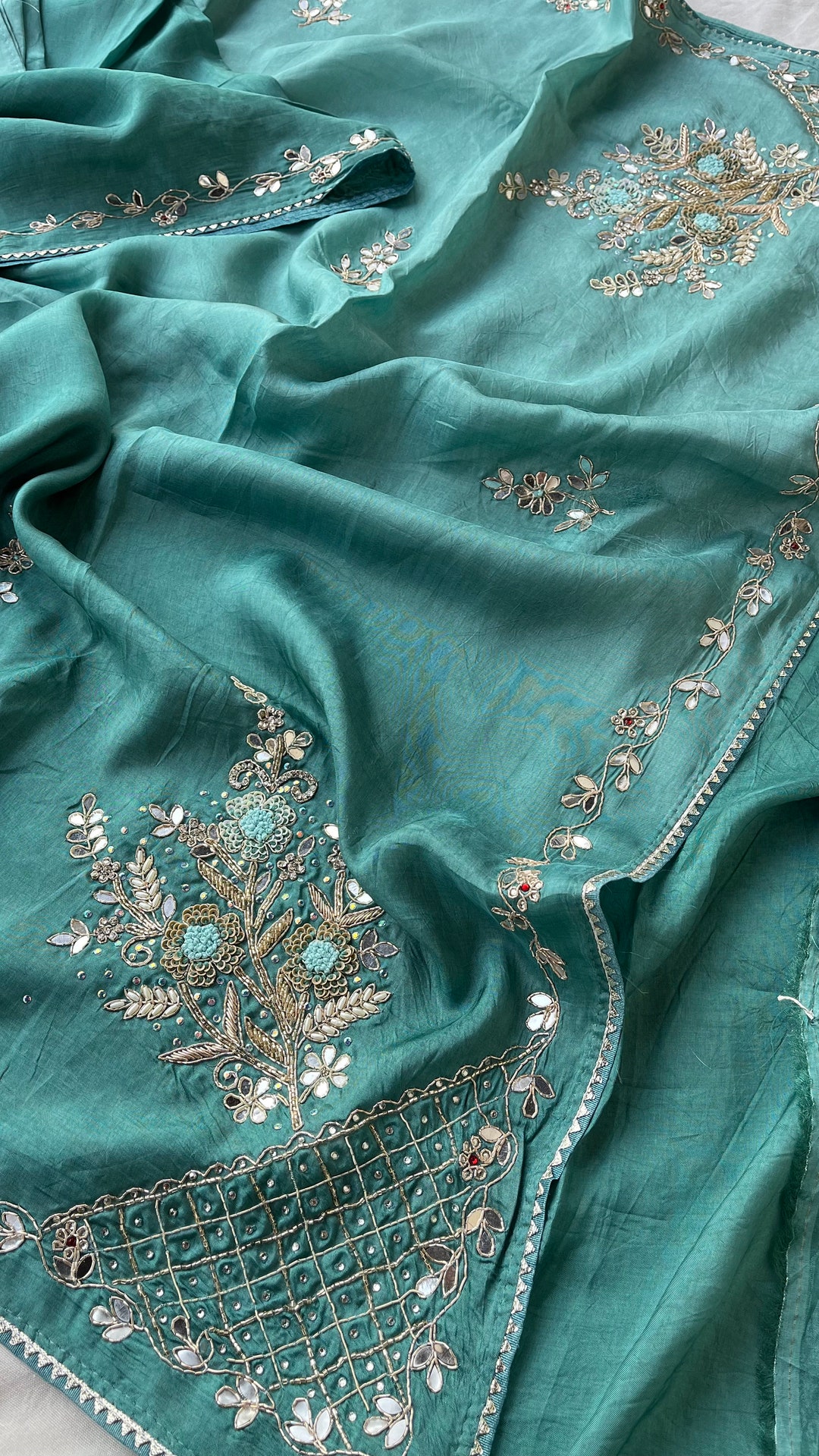 Rama Colour Saree | Handwork Saree | Handdone Saree | Designer Sarees ...