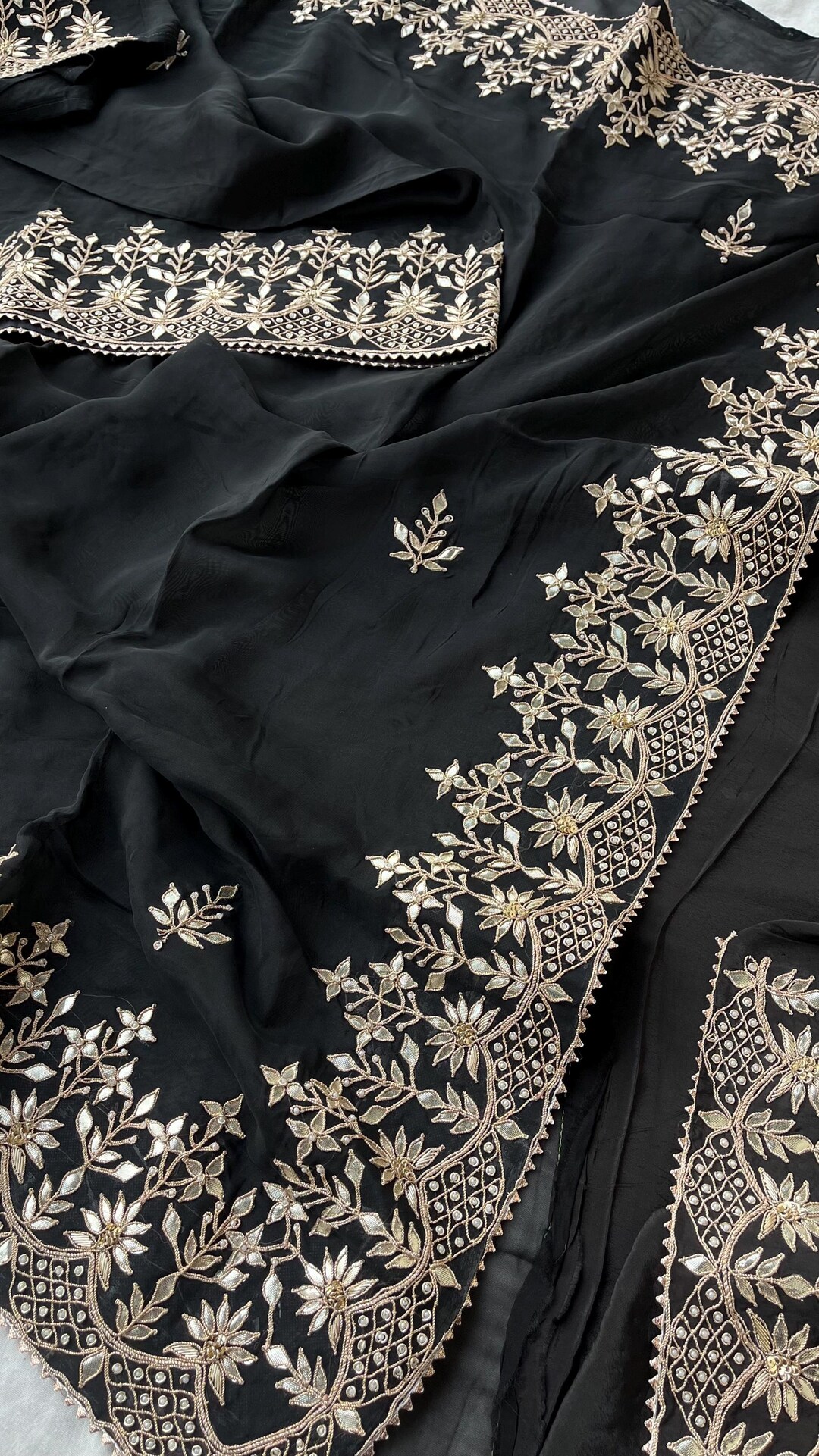 Indian Black Sarees | Gotta Patti Saree | Bollywood Sari | Traditional ...