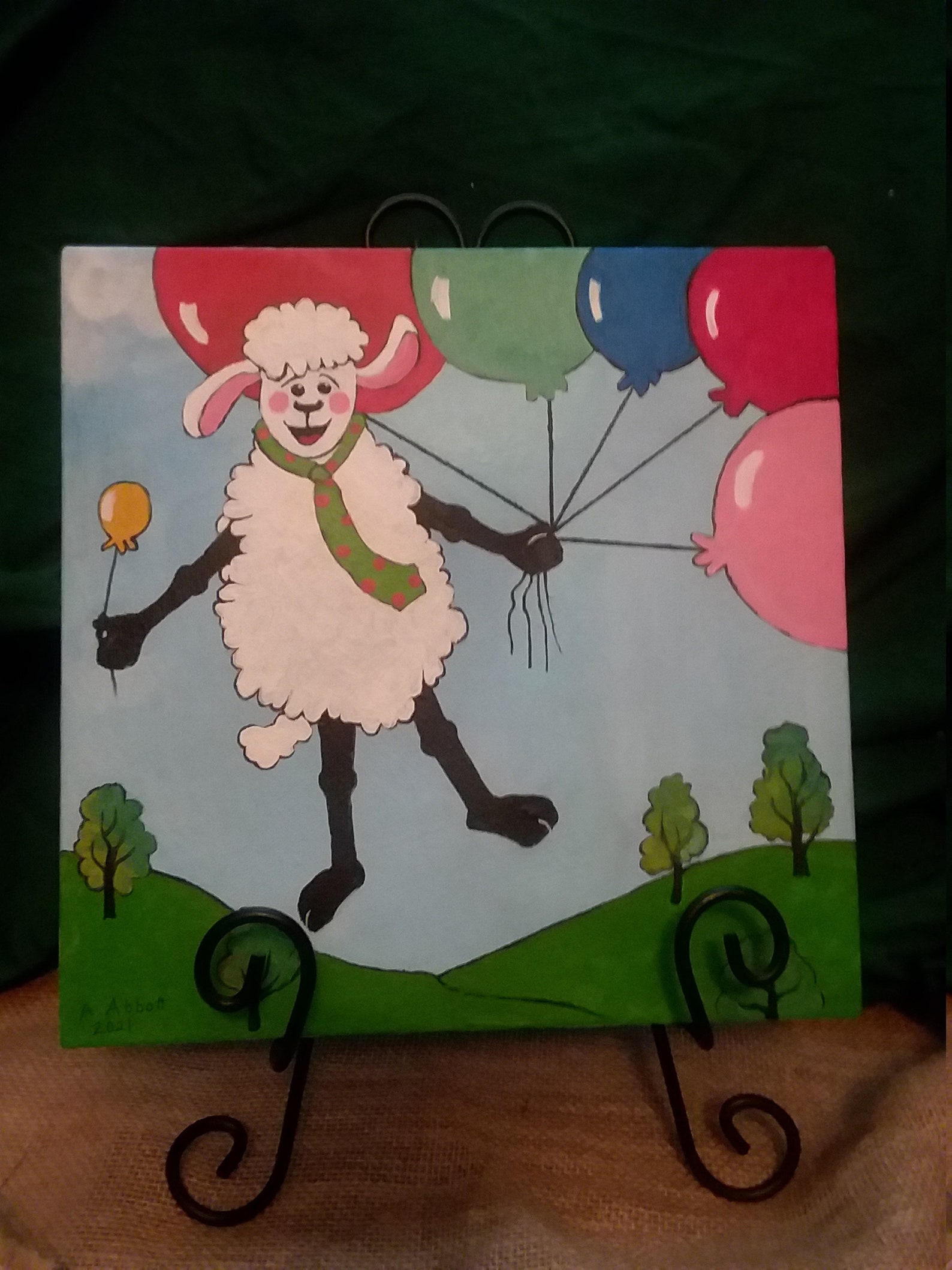 Floating Sheep With Balloons Painting - Etsy