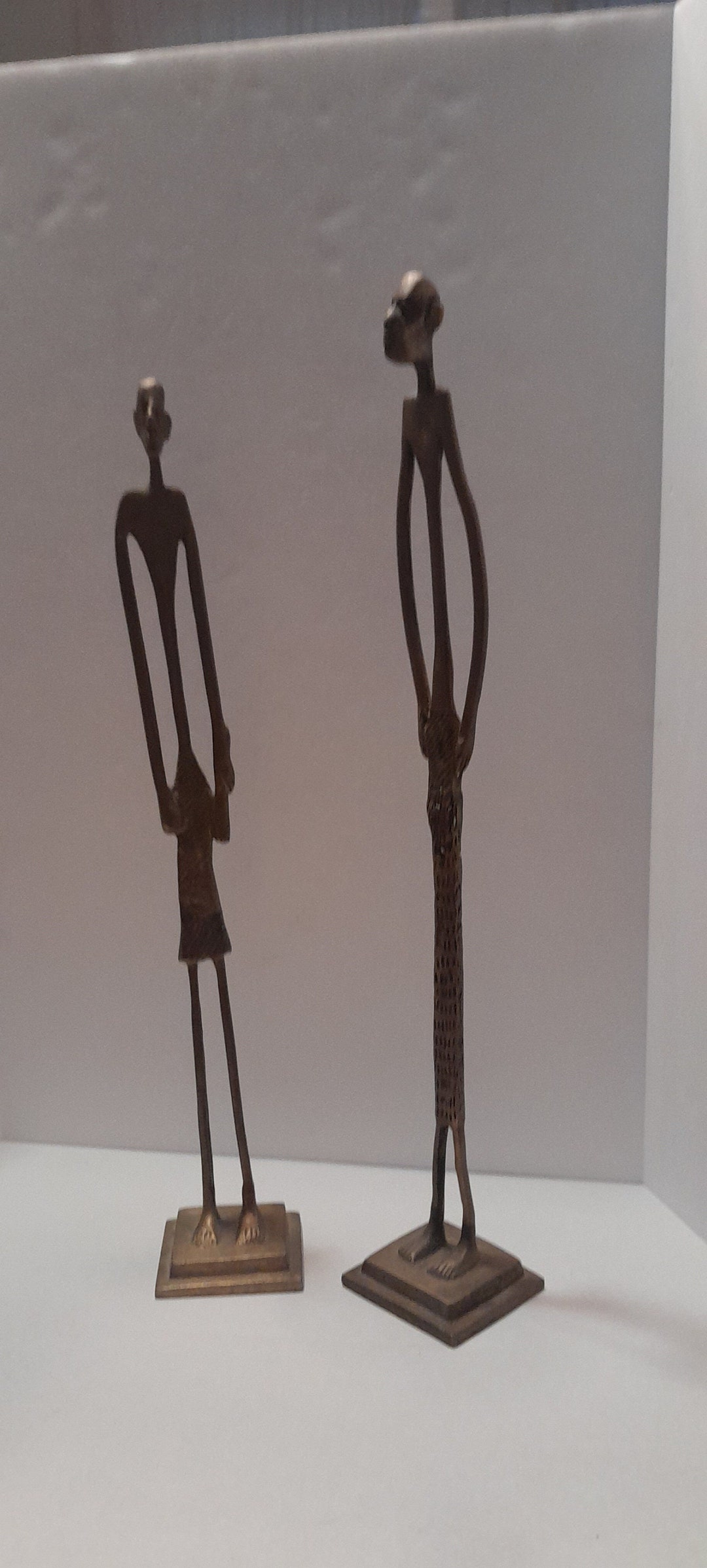 Two Brass Color Metal Sculptures Human Figures - Etsy