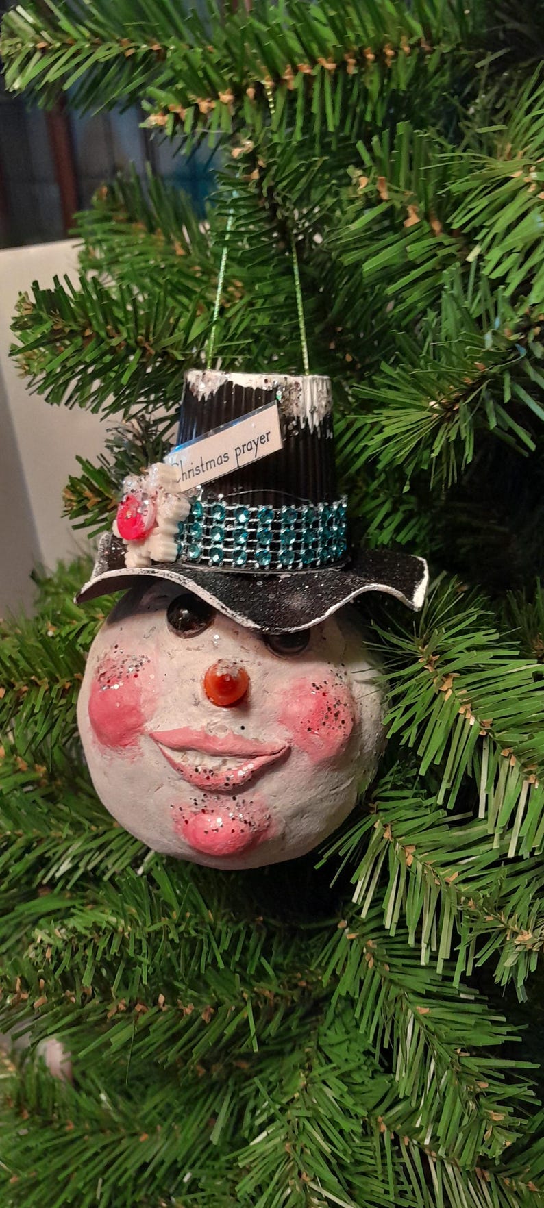 Paperclay Handmade Smiling Snowman Ornament - Etsy