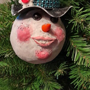 Paperclay Handmade Smiling Snowman Ornament - Etsy