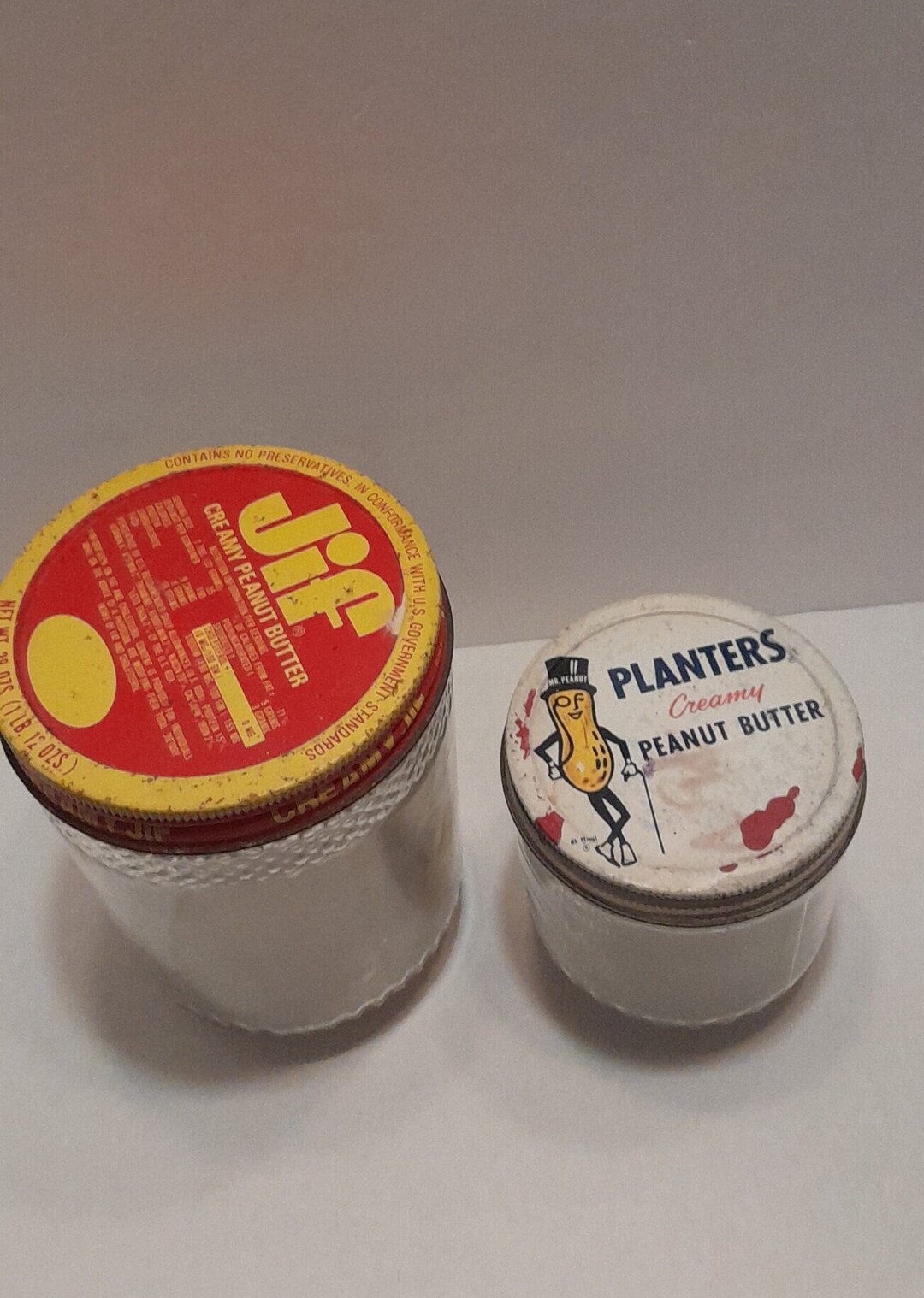 Two Vintage Peanut Butter Jars, Jiff and Planters - Etsy