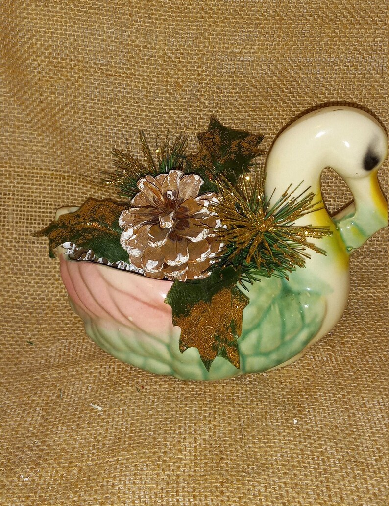 Vintage Ceramic Swan Planter - Etsy