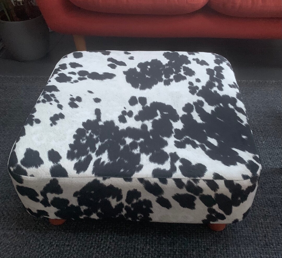 Extra Large Square Faux Cow Hide Stool - Etsy