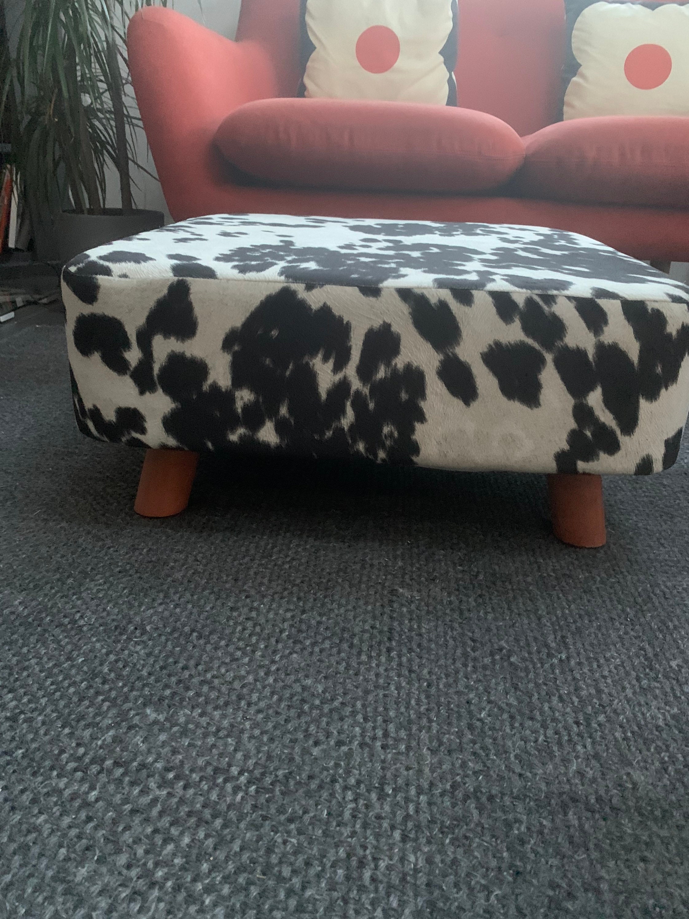 Extra Large Square Faux Cow Hide Stool - Etsy