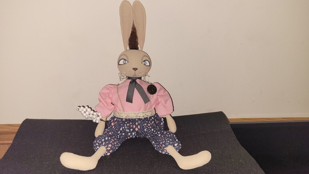 Springtime RABBIT Doll / Folk Art / Primitive /poke / Shelf / OOAK ...