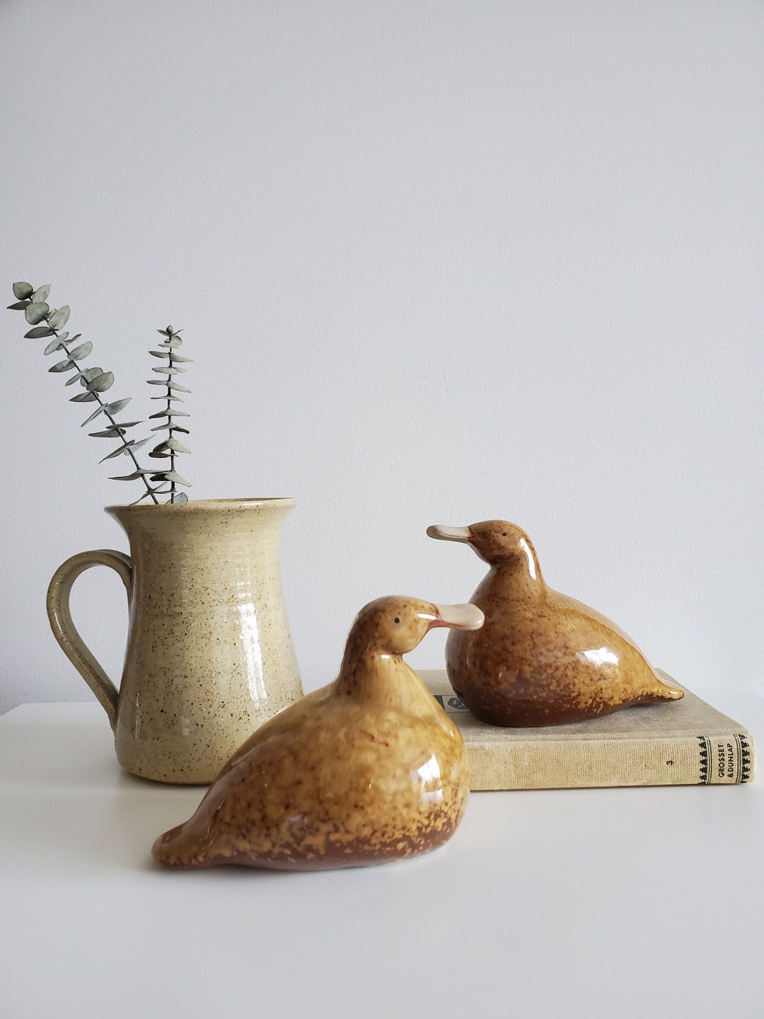 Vintage Pottery Ceramic Duck Figure, Bird Figurine, Platypus Pair ...