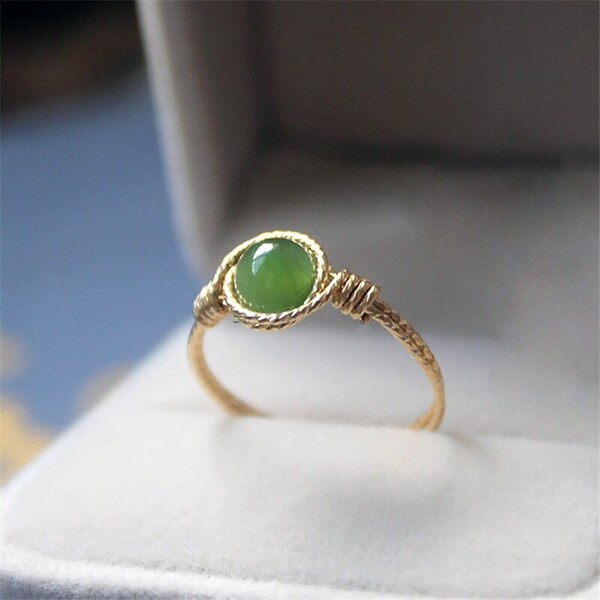 14k Jade Ring - Etsy