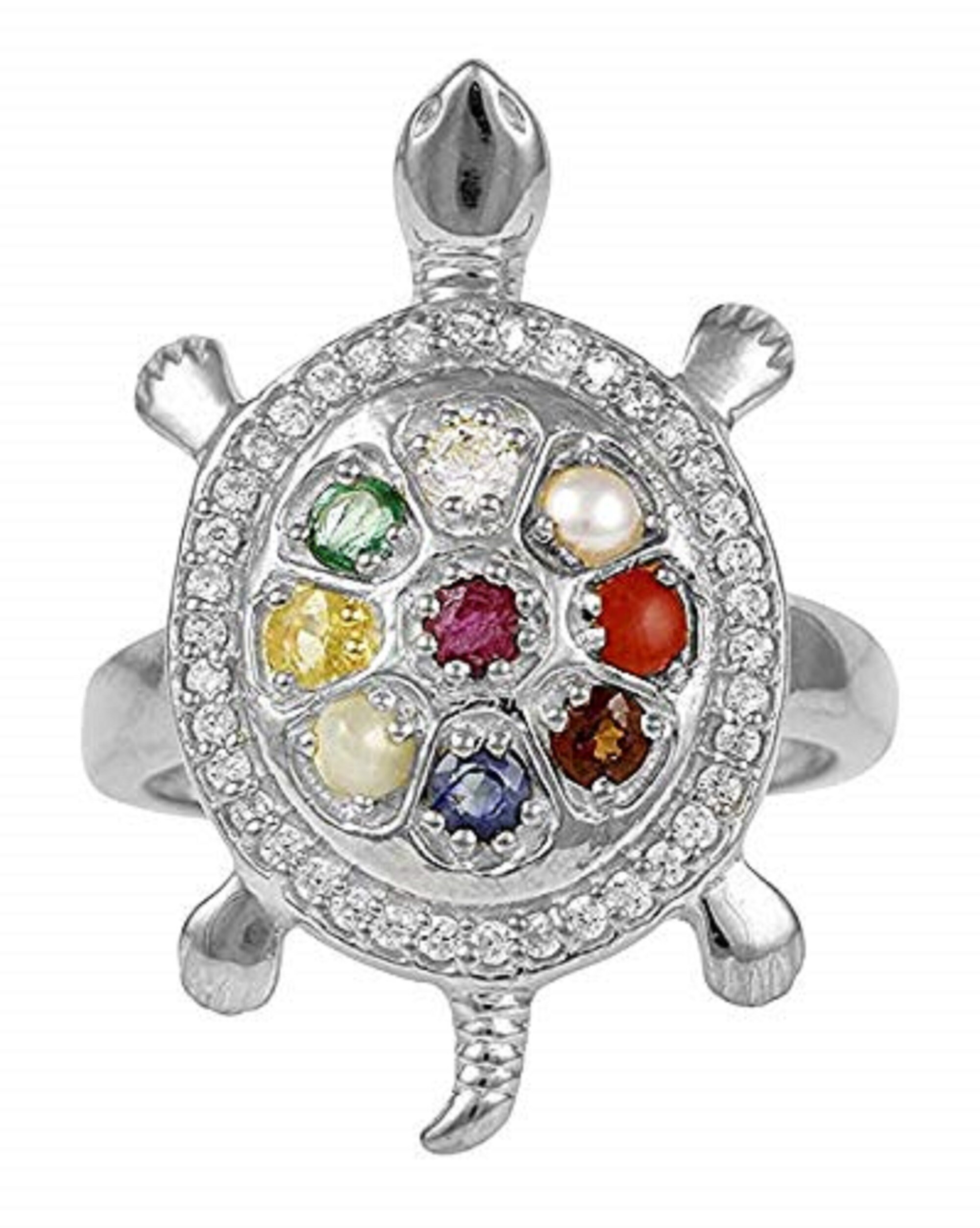 Navratna Silver Rashi Ratan Tortoise Ring 925 Sterling-silver for Women ...