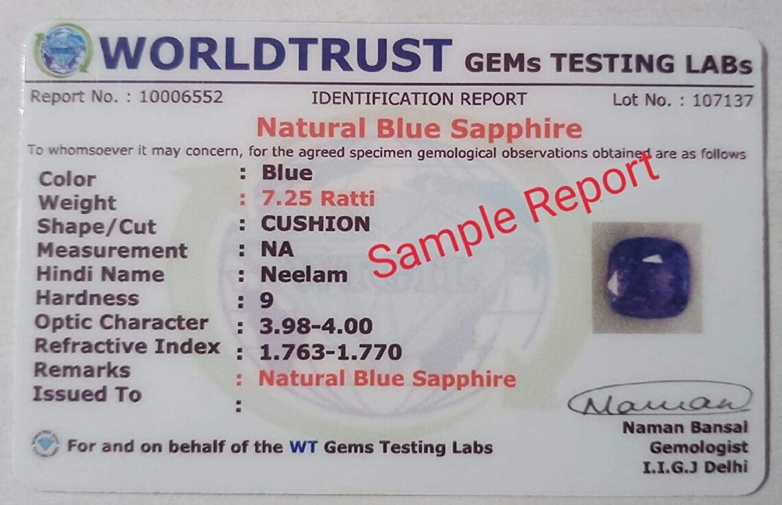 5.25 Ratti Astrological Value Sapphire Stone Natural Certified - Etsy