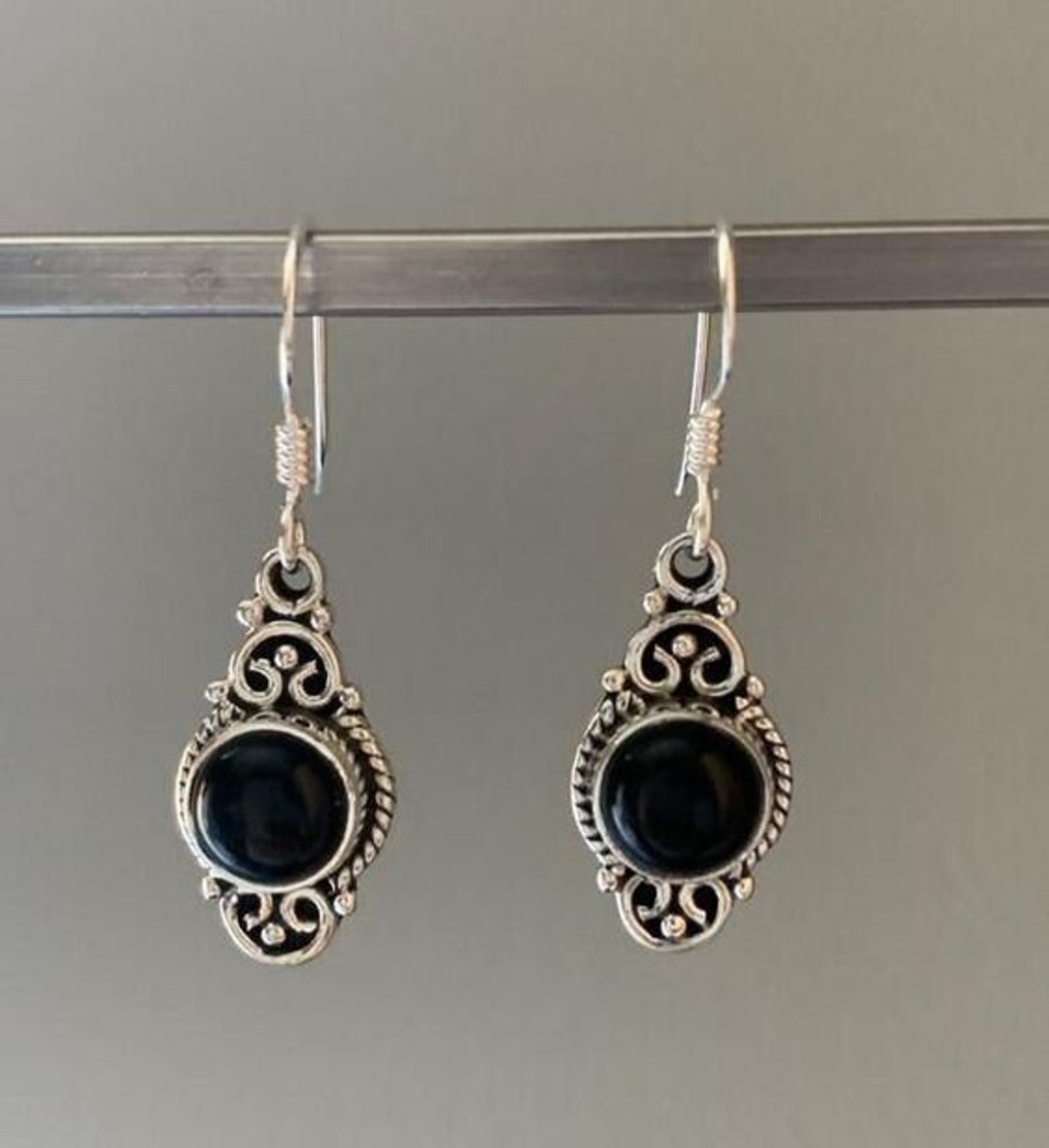 Schwarzer Onyx Edelstein 925 Sterling Silber Weihnachtsohrring Schmuck ...