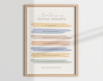 Cognitive Behavioural Therapy CBT Negative Thoughts Digital Print ...
