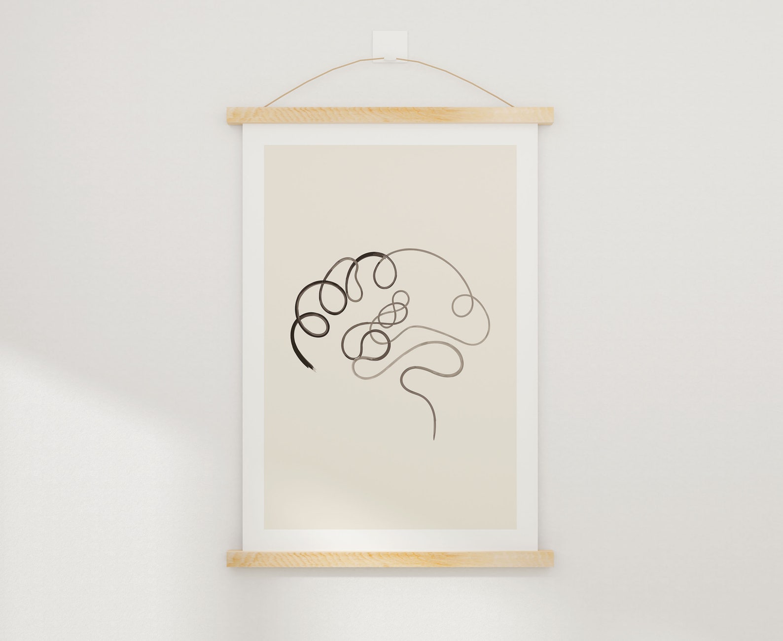 ABSTRACT BRAIN, Line Drawing, Minimal Line Art, Therapy Office ...