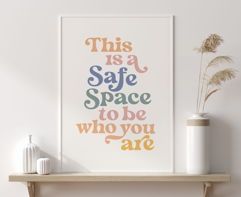 Safe Space Poster, School Psychologist, Therapy Office Decor (digital ...
