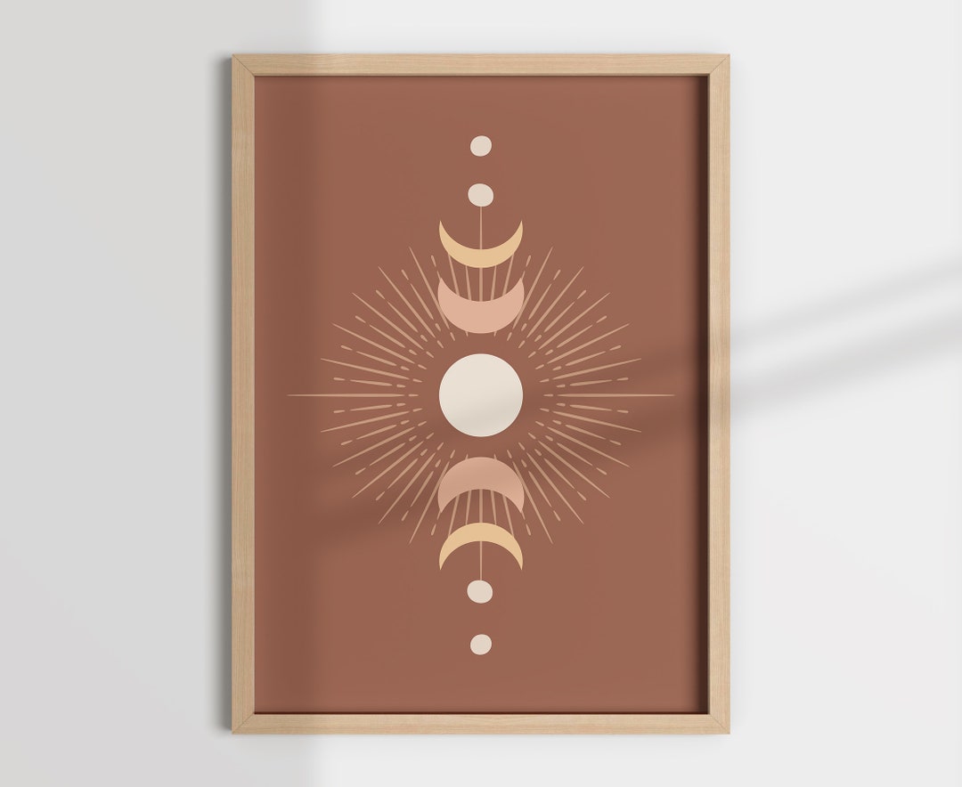 Boho Moon Phase Wall Print, Abstract Printable, Mid Century Modern Art ...